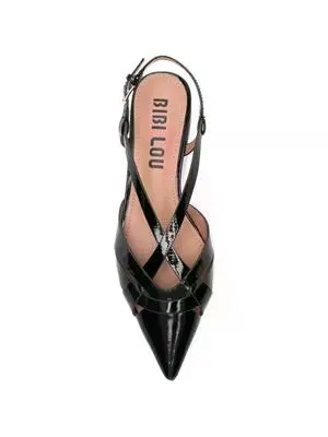 BIBI LOU Nolia Patent Leather Pointed-toe Slingback Sandals - Black