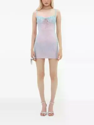 AREA Crystal Embellished Mini Dress - Green