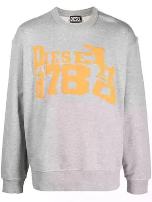 DIESEL® Logo Print Cotton Sweatshirt - Grey