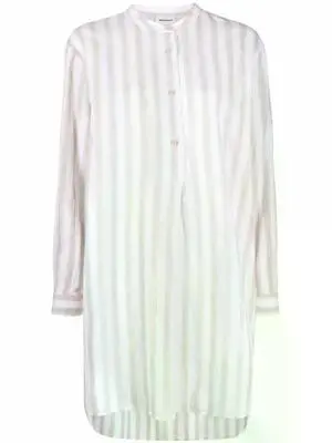 Woolrich Striped Collarless Long Shirt