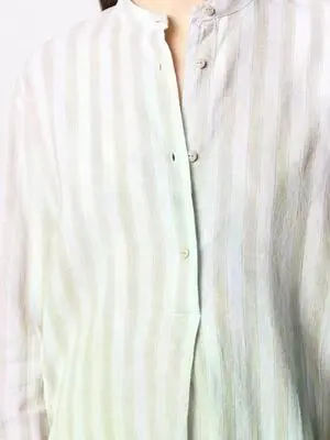 Woolrich Striped Collarless Long Shirt