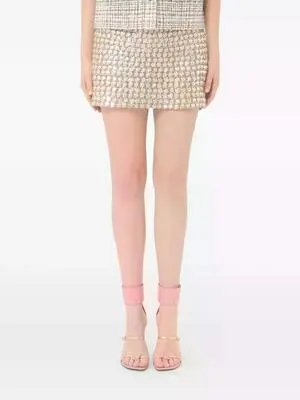 Valentino Garavani Mini Skirt In Embroidered Organza - Neutrals