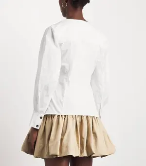 GANNI Stretch Cotton V-neck Shirt