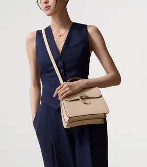 Cartier Small Leather Panthère C De Top-handle Bag - Beige