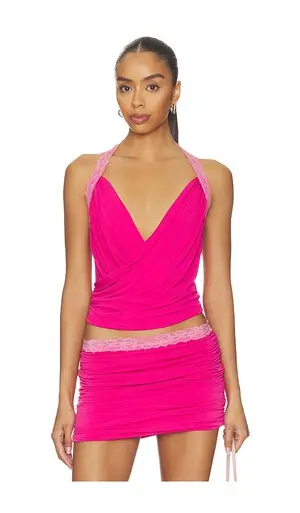 TIGER MIST Persi Cross Front Cowl Top - Pink