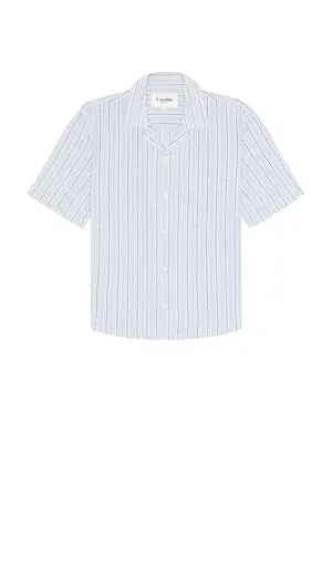 CORRIDOR Linen Broadstripe Short Sleeve Shirt In . Also
