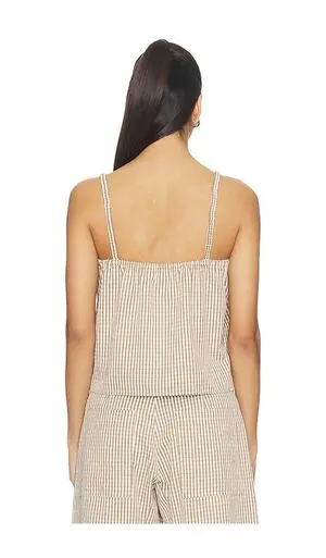 Lna Brandy Check Cropped Top