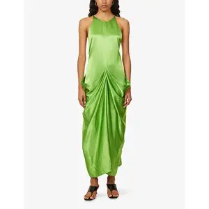 Khaite Draped Satin Maxi Dress