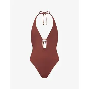 TALA Halter-neck Tie-back Swimsuit - Deep Rust