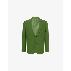 PERCIVAL Tailored Single-breasted Linen And Cotton-blend Blazer - Forest