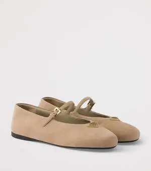 Prada Suede Ballet Flats - Neutral