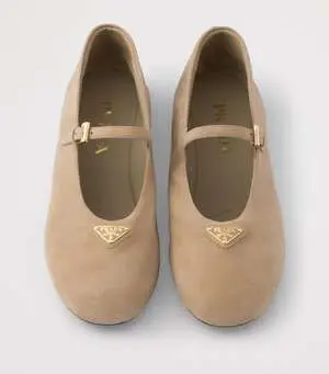 Prada Suede Ballet Flats - Neutral