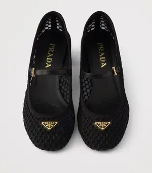 Prada Mesh Open-work Mary Janes