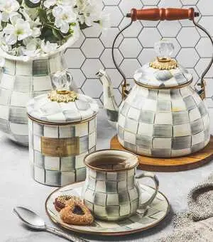MACKENZIE-CHILDS Sterling Check Mug - Silver