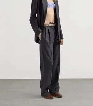 Prada Wool Check Tailored Trousers