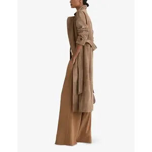 REISS Ester Double-breasted Suede Trench Coat