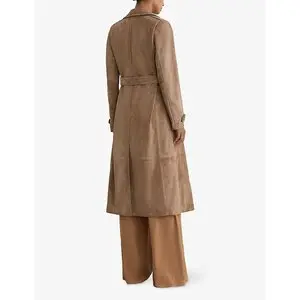 REISS Ester Double-breasted Suede Trench Coat