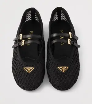 Prada Mesh Mary Jane Ballet Flats
