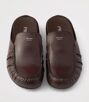 Prada Leather Mules - Brown