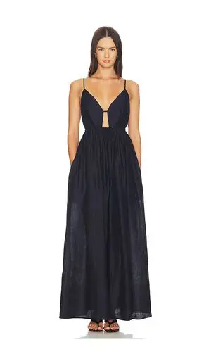 Susana Monaco Solid Linen Empire Waist Dress In . Also - Navy