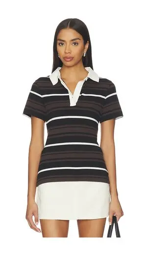 ALIGNE Striped Polo Shirt - Black
