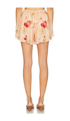 Zimmermann Printed Silk Frill Shorts - Pink