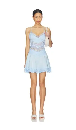 Charo Ruiz Ibiza Aveline Lace Detailed Short Dress - Baby Blue