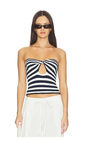 LOVERS AND FRIENDS Ebony Stripe Knit Tube Top - Navy