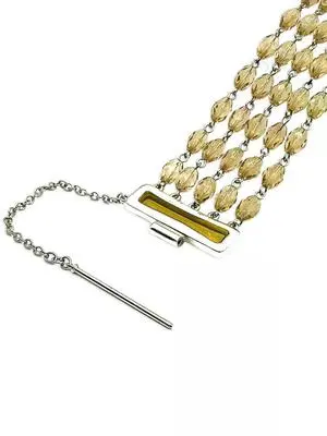 Givenchy 1990s Multi-row Citrine Glass Bracelet - Silver