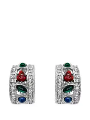 Givenchy 1980s Deco Style Tutti Frutti Earrings - Silver