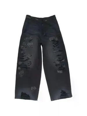 Acne Studios Mended Distressed Wide-leg Trousers - Black