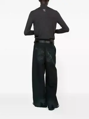 Acne Studios Mended Distressed Wide-leg Trousers - Black