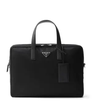 Prada Re-nylon And Saffiano Leather Briefcase - Black