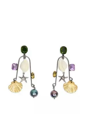 Bimba Y Lola Seashell And Crystal Earrings - Silver