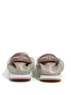 Bimba Y Lola Metallic Suede And Nylon Lace-up Sneakers - Silver