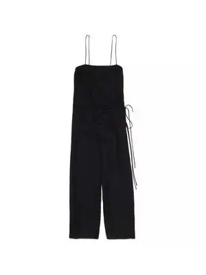 Bimba Y Lola Linen Jumpsuit With Adjustable Waist And Stones - Black