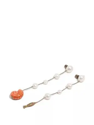Bimba Y Lola Tone Faux Pearl Drop Earrings With Charm Detailing