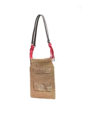 Bimba Y Lola Woven Raffia Shoulder Bag - Neutrals
