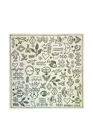 Bimba Y Lola Sketch-motif Scarf - Neutrals