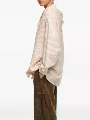 Bimba Y Lola Striped Crochet Collar Shirt