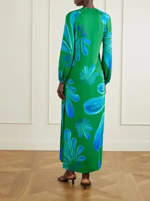 Themis Z Alcmene Embellished Printed Crepe Maxi Dress