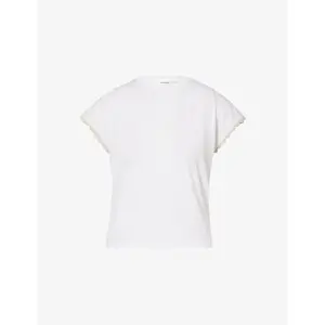 FRAME Cap-sleeve Scallop-trim Cotton T-shirt