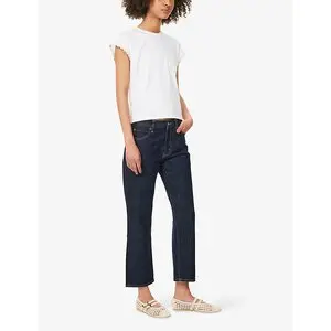 FRAME Cap-sleeve Scallop-trim Cotton T-shirt