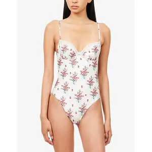 Agua Bendita Floral Print Plunge Swimsuit