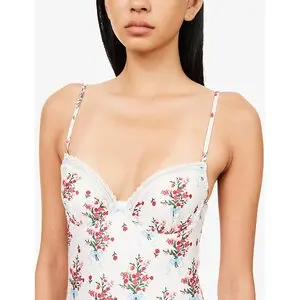 Agua Bendita Floral Print Plunge Swimsuit