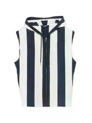 Jacquemus Striped Sleeveless Hooded Gilet - Blue