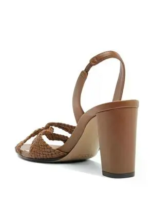 ALEXANDRE BIRMAN Sabrina Leather Block Heel Sandals - Brown