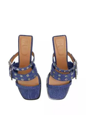 GANNI Buckle-strap Denim Mules