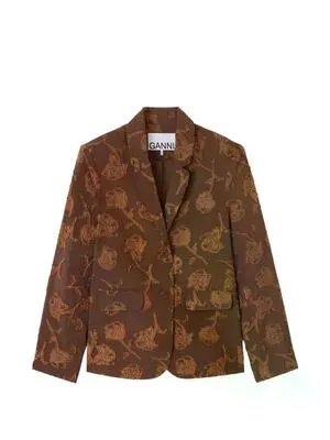 GANNI Floral-pattern Single-breasted Blazer