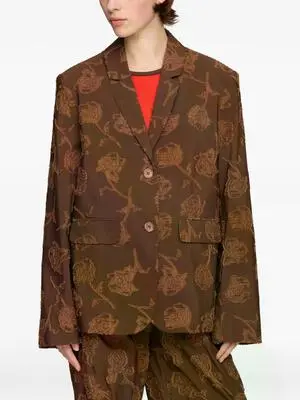 GANNI Floral-pattern Single-breasted Blazer